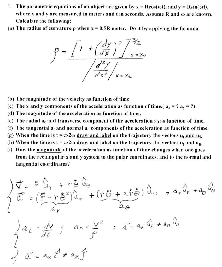 Solved 1 The Parametric Equations Of An Object Are Given