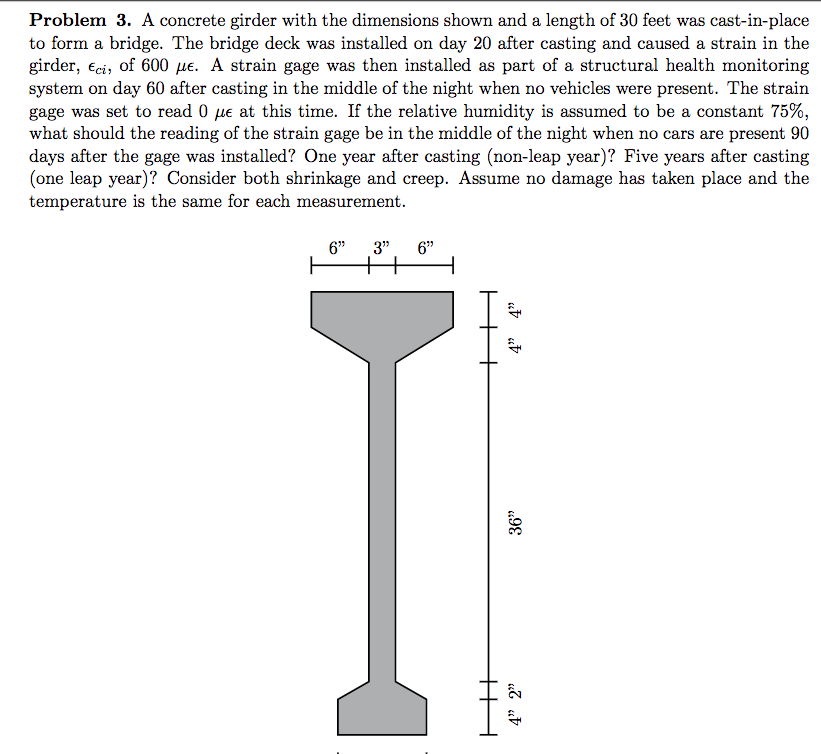 A concrete girder with the dimensions shown and a | Chegg.com