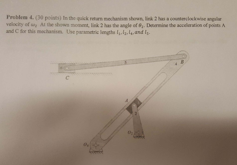 Solved Problem 4. (30 points) In the quick return mechanism | Chegg.com
