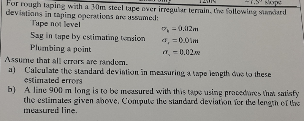 Solved 120IN For rough taping with a 30m steel tape over | Chegg.com