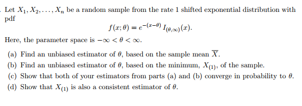 Solved Let X1, X2,..., Xn be a random sample from the rate 1 | Chegg.com