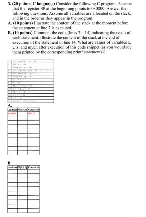 Consider the following C program. Assume that the | Chegg.com