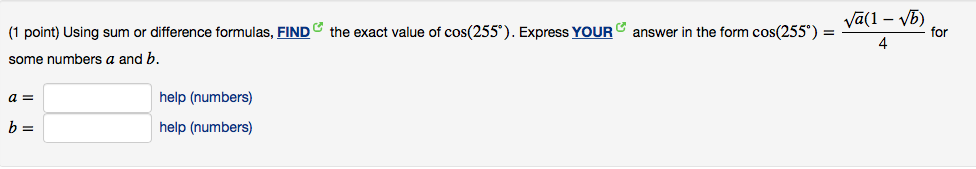 Solved Using sum or difference formulas, FIND the exact | Chegg.com