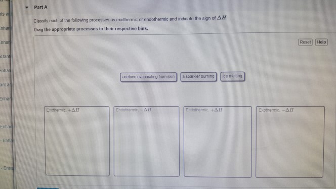 Solved Part A ts Classify each of the following processes as | Chegg.com