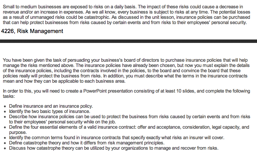 Solved Small to medium businesses are exposed to risks on a | Chegg.com