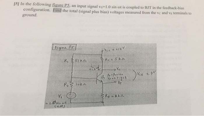 Solved In the following figure P5, an input signal v_s=1.0 | Chegg.com