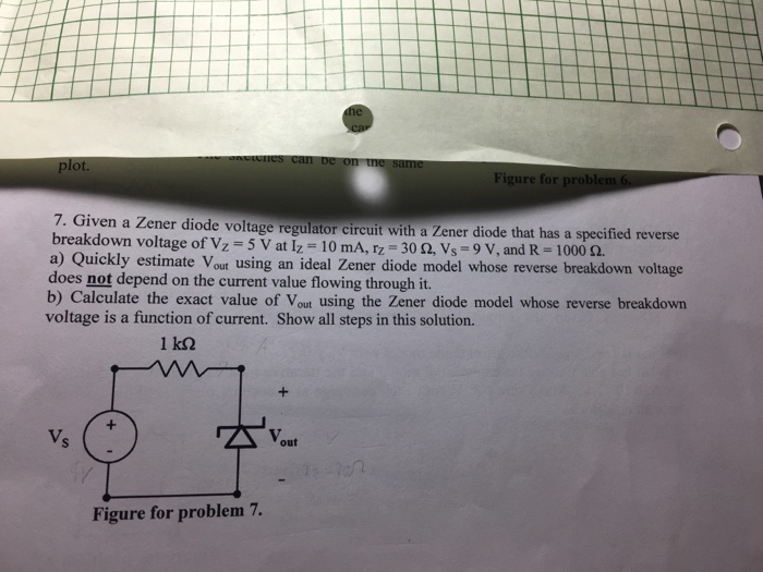 Solved Given a Zener diode voltage regulator circuit with a | Chegg.com