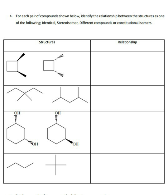 Solved 4. For each pair of compounds shown below, identify | Chegg.com