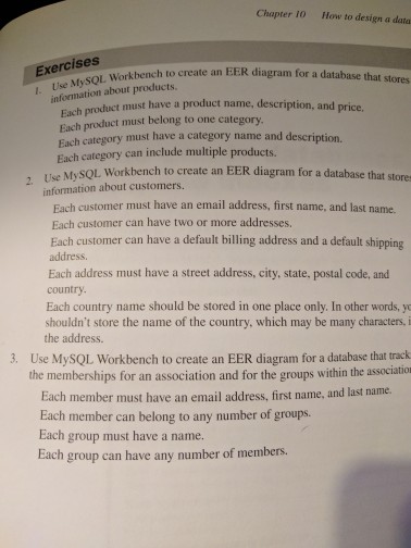 Solved Chapter 10 How to design a data Exercises Workbench | Chegg.com