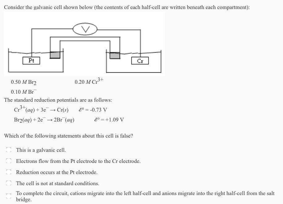 Solved Consider the galvanic cell shown below (the contents | Chegg.com