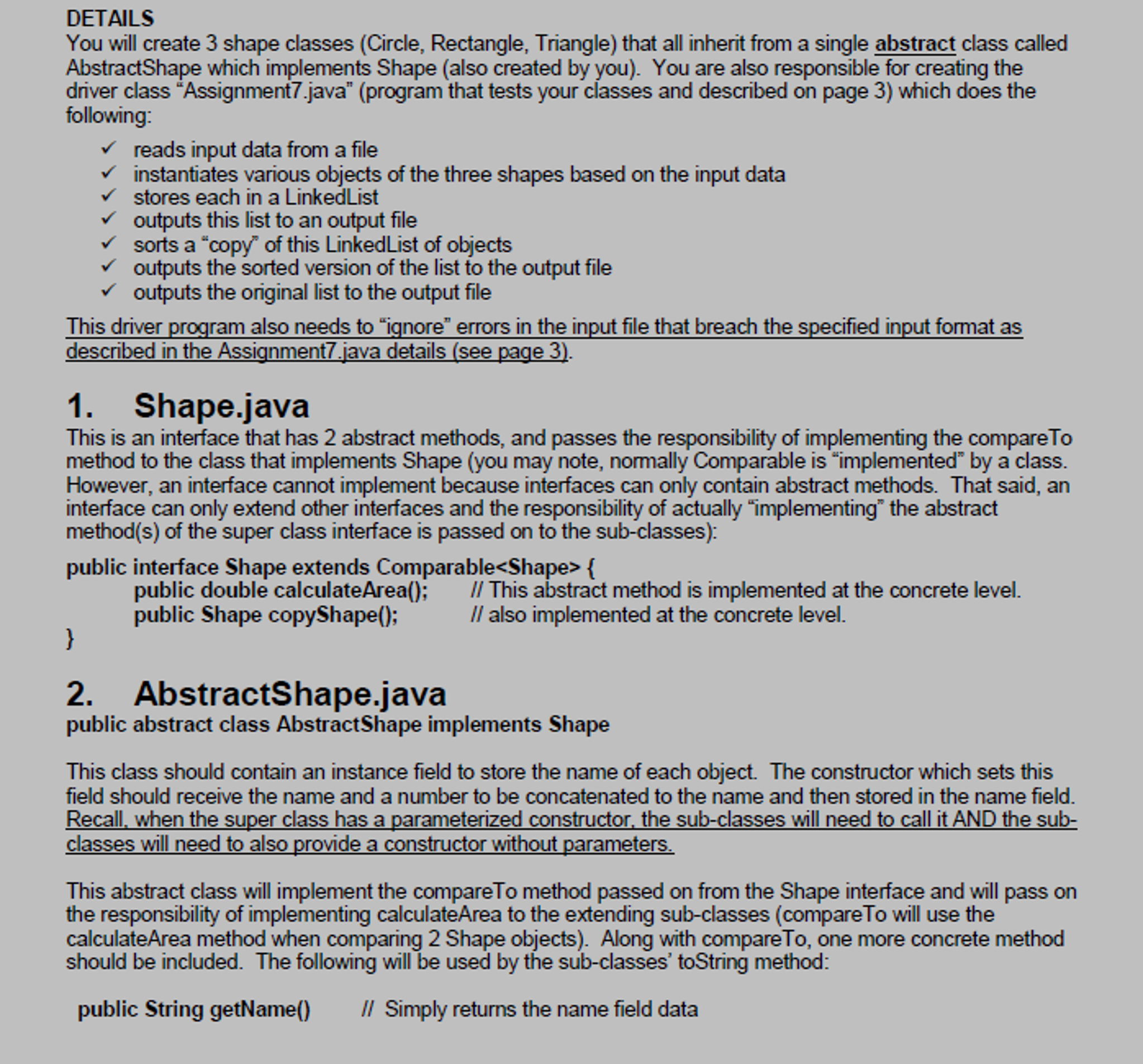 Solved DETAILS You will create 3 shape classes (Circle, | Chegg.com