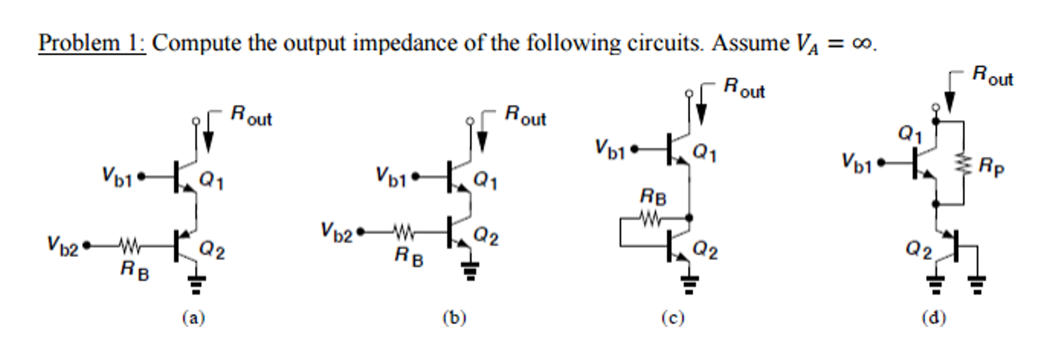 Solved Compute the output impedance of the following | Chegg.com