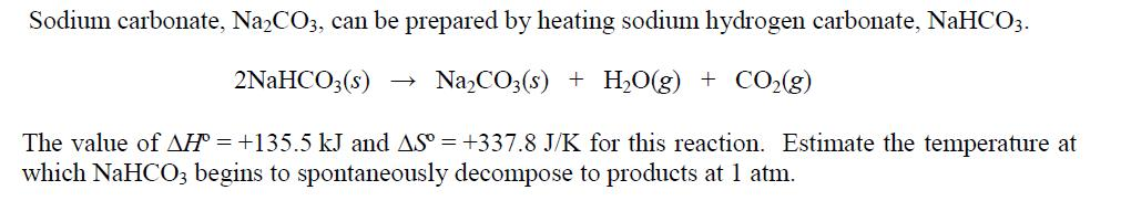 Solved Sodium carbonate, Na2CO3, can be prepared by heating | Chegg.com