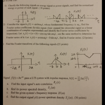 Solved Classify the following signals as energy signal or | Chegg.com