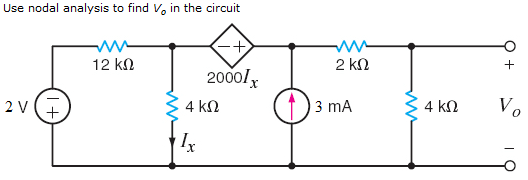 Solved Use nodal analysis to find V0 in the circuit | Chegg.com