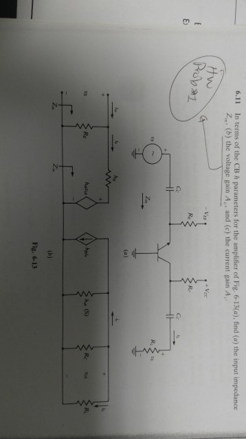Solved 6.11 In terms of the CB h parameters for the | Chegg.com