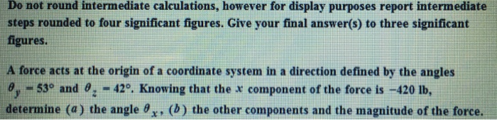 Solved A Force Acts At The Origin Of A Coordinate System In