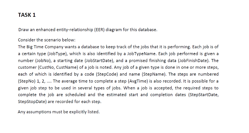Solved TASK 1 Draw an enhanced entity-relationship (EER) | Chegg.com