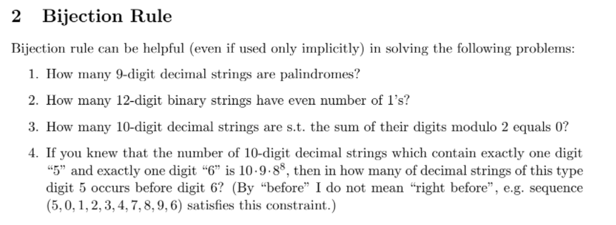 Solved 2 Bijection Rule Bijection rule can be helpful (even | Chegg.com