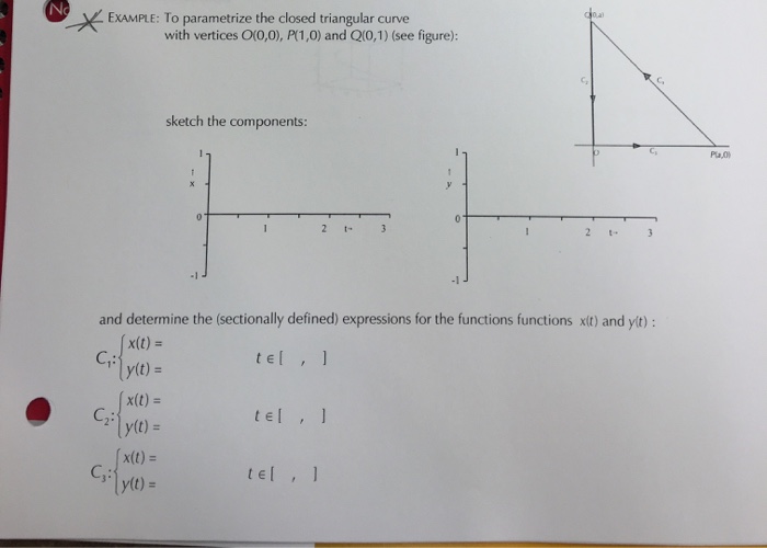 Solved To parameterize the closed triangular curve with | Chegg.com