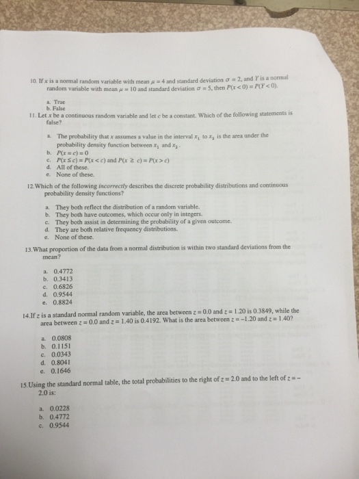 Solved If x is a normal random variable with mean mu | Chegg.com