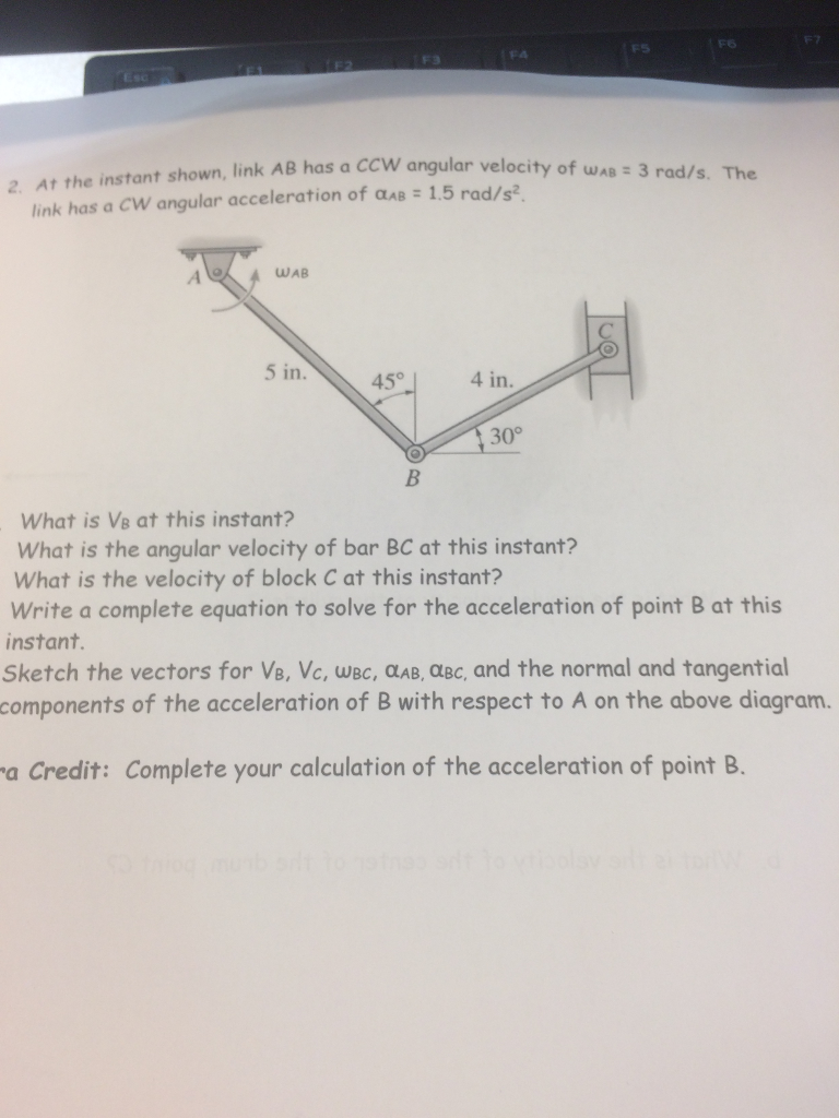 Solved At the instant shown, link AB has a CCW angular | Chegg.com
