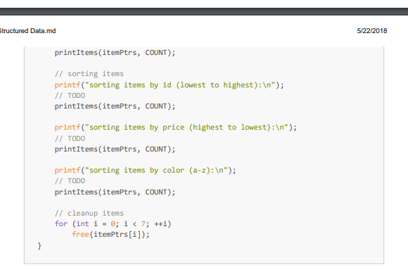Solved 2. Start with the following code in a Cfile. Fill in | Chegg.com