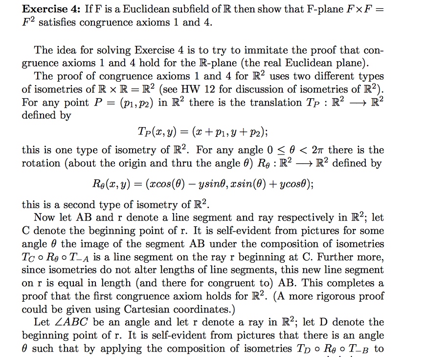 Exercise 4: If F is a Euclidean subfield of R then | Chegg.com