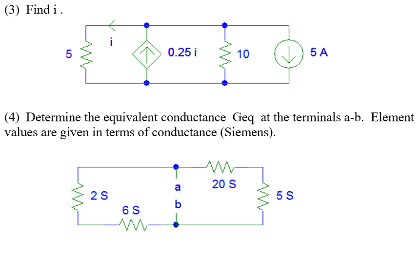 Solved Find i. Determine the equivalent conductance Geq at | Chegg.com