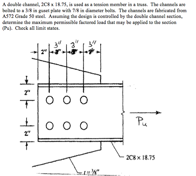 Solved A double channel, 2C8 times 18.75, is used as a | Chegg.com