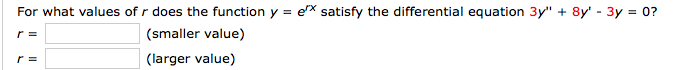 Solved For what values of r does the function y = erx | Chegg.com