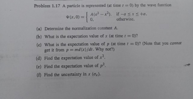 Solved Problem 1.17 A particle is represented (at time 0) by | Chegg.com