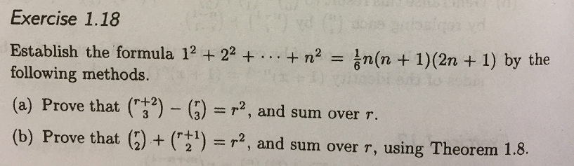 Solved Exercise 1.18 Establish the formula 12 22 n n (n | Chegg.com