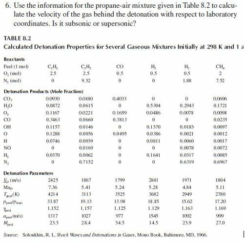 6. Use the information for the propane-air mixture | Chegg.com