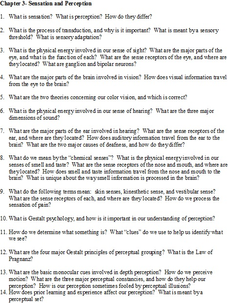 Solved What is sensation? What is perception? How do they | Chegg.com