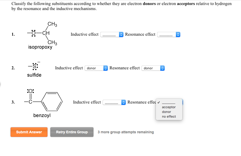Solved Classify the following substituents according to | Chegg.com