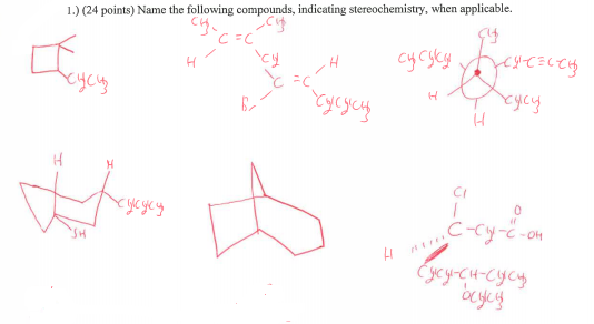 Solved 1.) (24 points) Name the following compounds, | Chegg.com