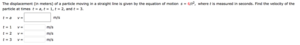 Solved The displacement (in meters) of a particle moving in | Chegg.com