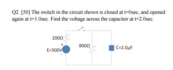 Solved The switch in the circuit shown is closed at t=0sec, | Chegg.com