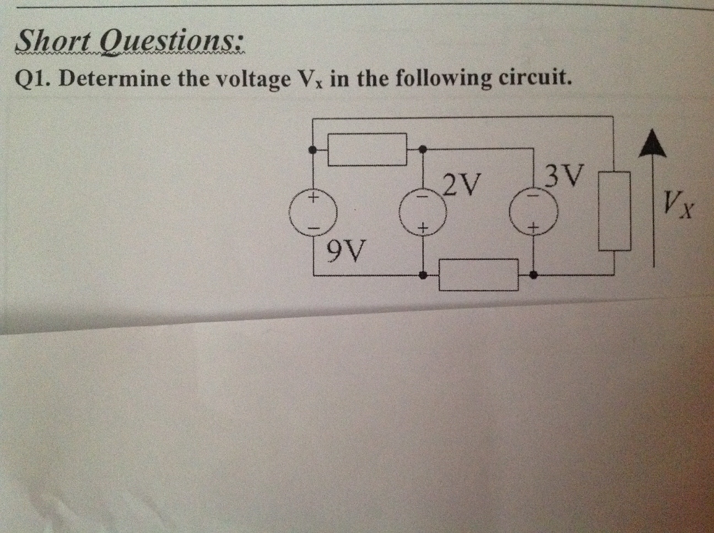 Solved Determine the voltage V_x in the following circuit. | Chegg.com