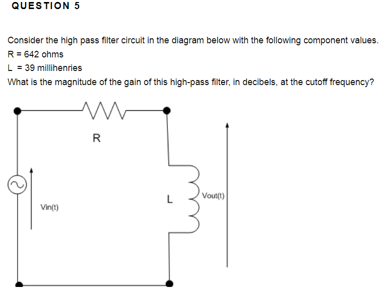 Solved QUESTION 5 Consider the high pass filter circuit in | Chegg.com