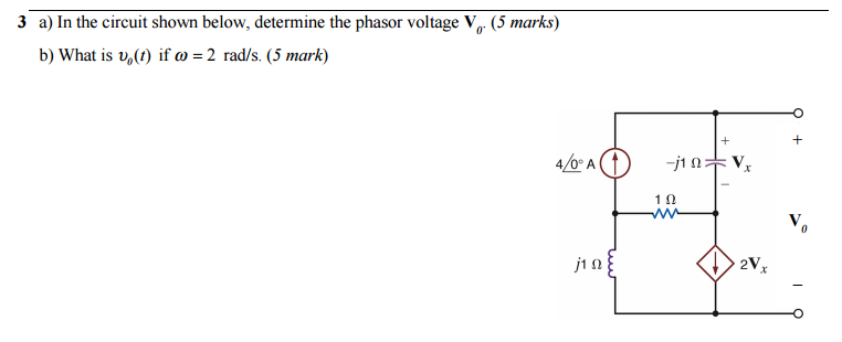 Solved In the circuit shown below, determine the phasor | Chegg.com
