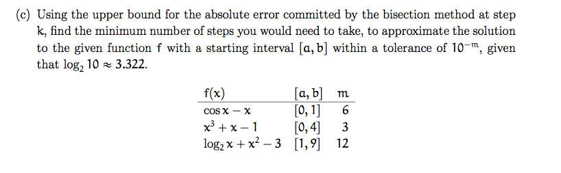 Solved (c) Using the upper bound for the absolute error | Chegg.com