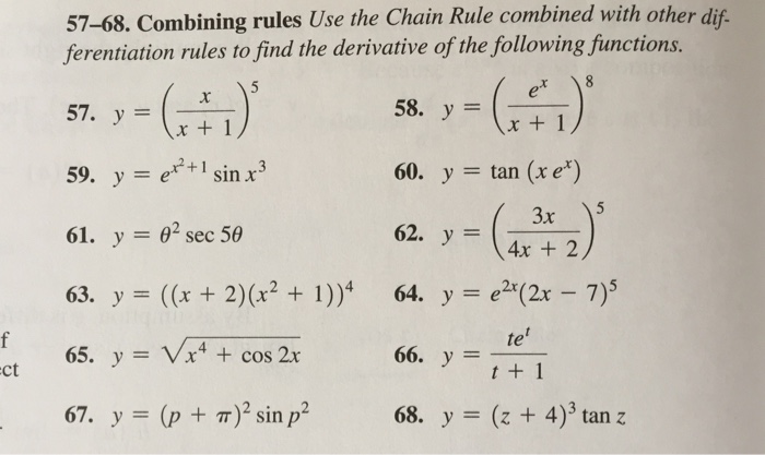 Solved Combining rules Use the Chain Rule combined with | Chegg.com