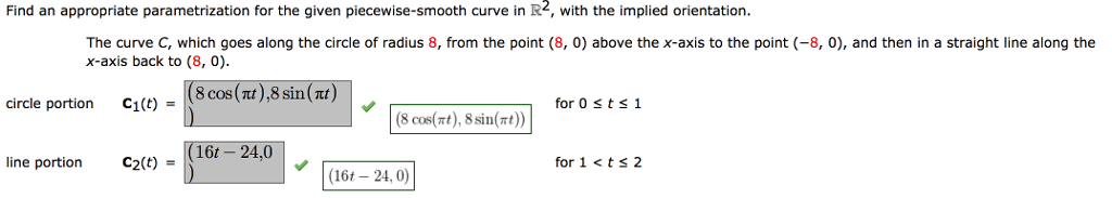 Solved Find an appropriate parametrization for the given | Chegg.com