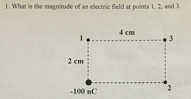 Solved 1. What is the magnitude of an electric field at | Chegg.com