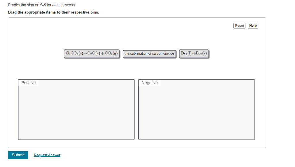 Solved Predict the sign of AS for each process Drag the | Chegg.com