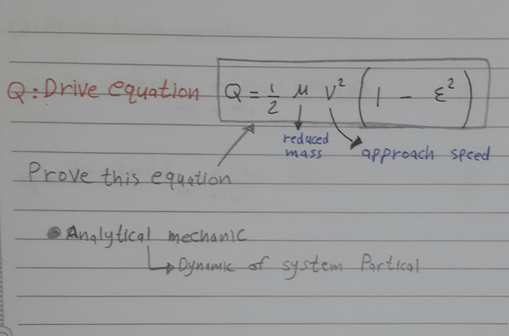 Solved Derive equation Q = 1/2 Mu V^2 (1 - epsilon^2) prove | Chegg.com