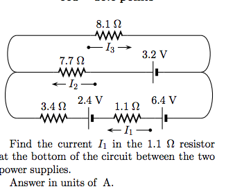 Solved Find the current I1 in the 1.1 ohm resistor at the | Chegg.com