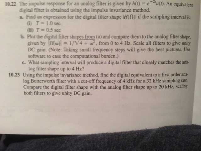The impulse response far an analog filter is given by | Chegg.com